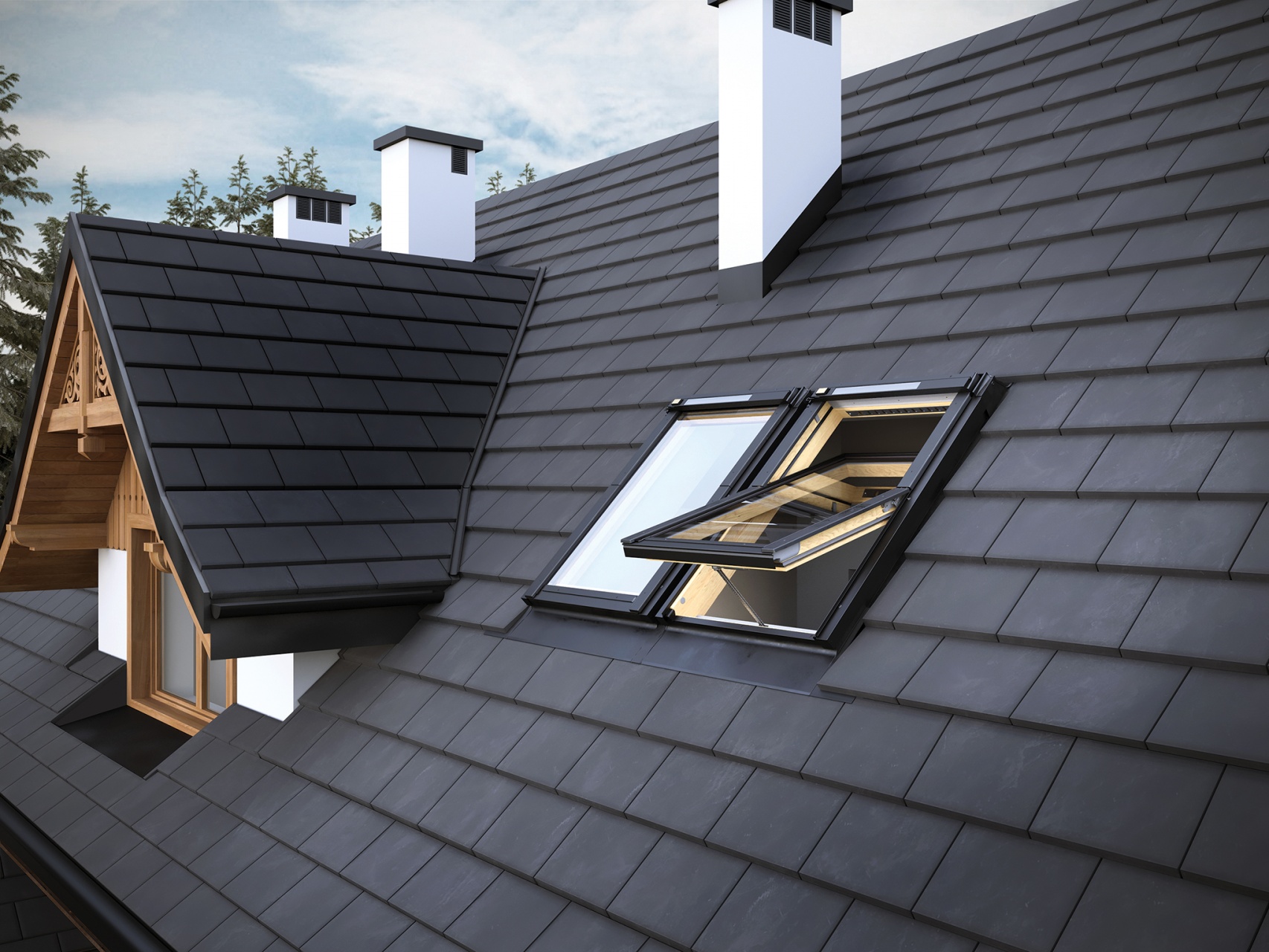 Solar type roof window